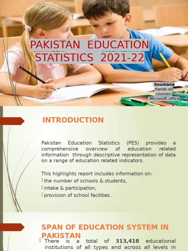 Pakistan Education Statistics 2021 22 Pdf Social Policy