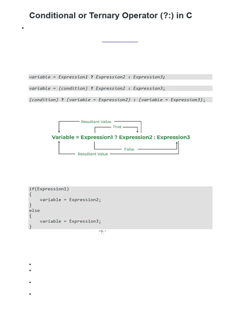 Conditional Or Ternary Operator Pdf