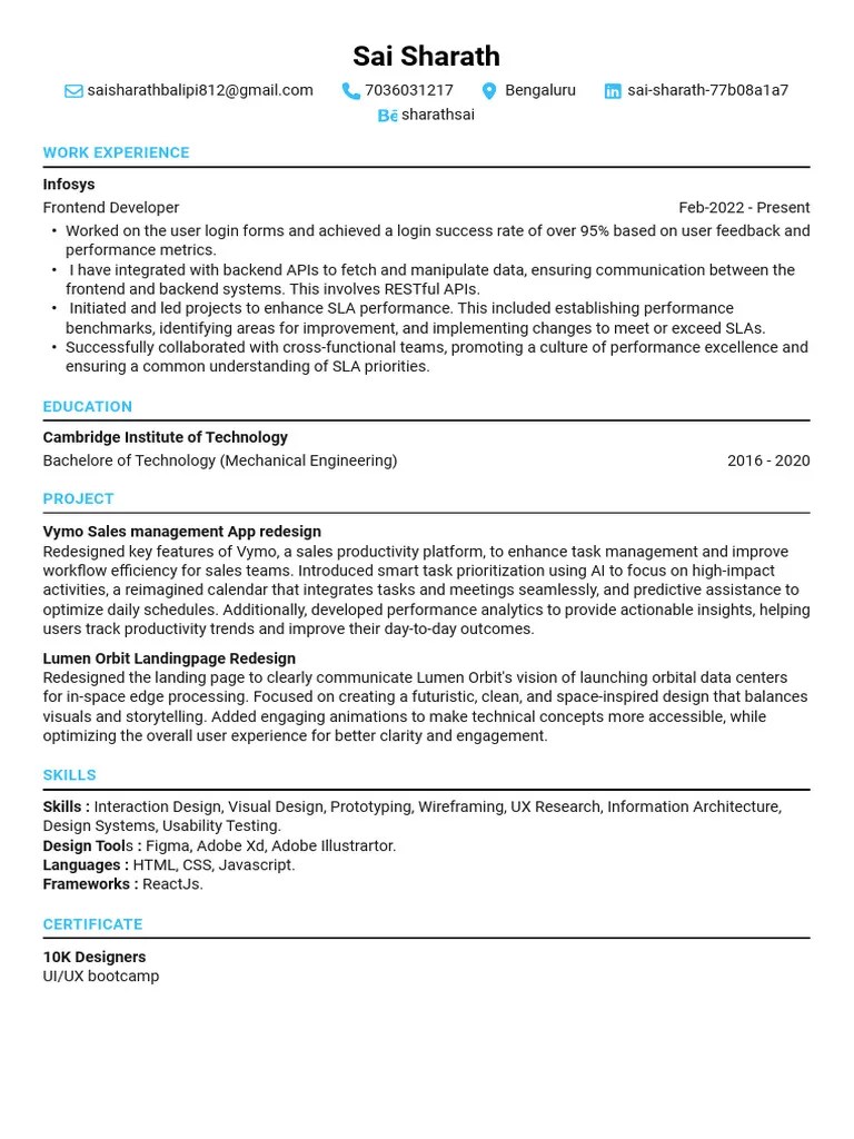 Sai Sharath Resume Pdf