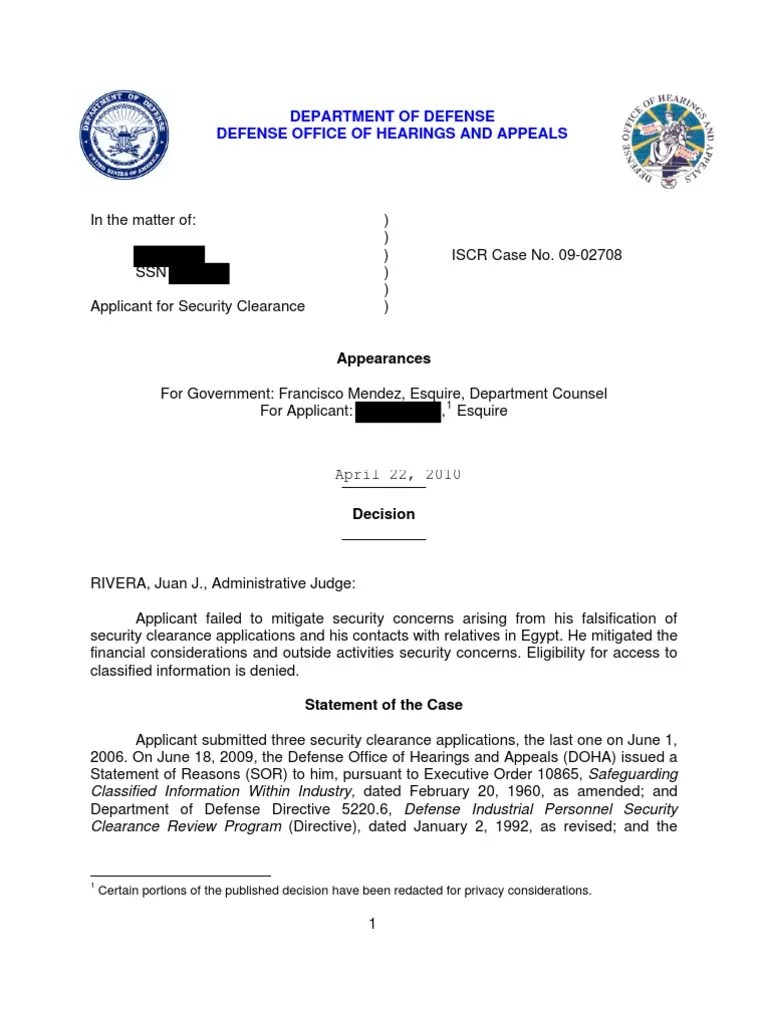 Appeal Options For Security Clearance Denial Pdf Security Clearance
