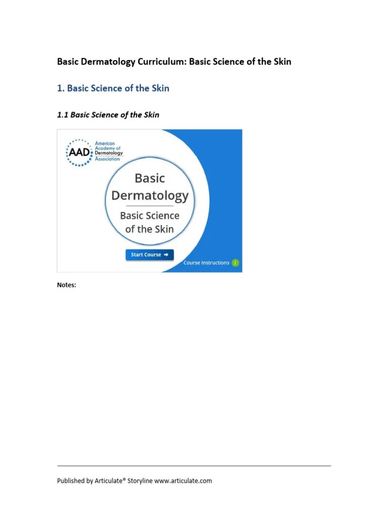 Basic Science Of Skin Curriculum Pdf Epidermis Skin