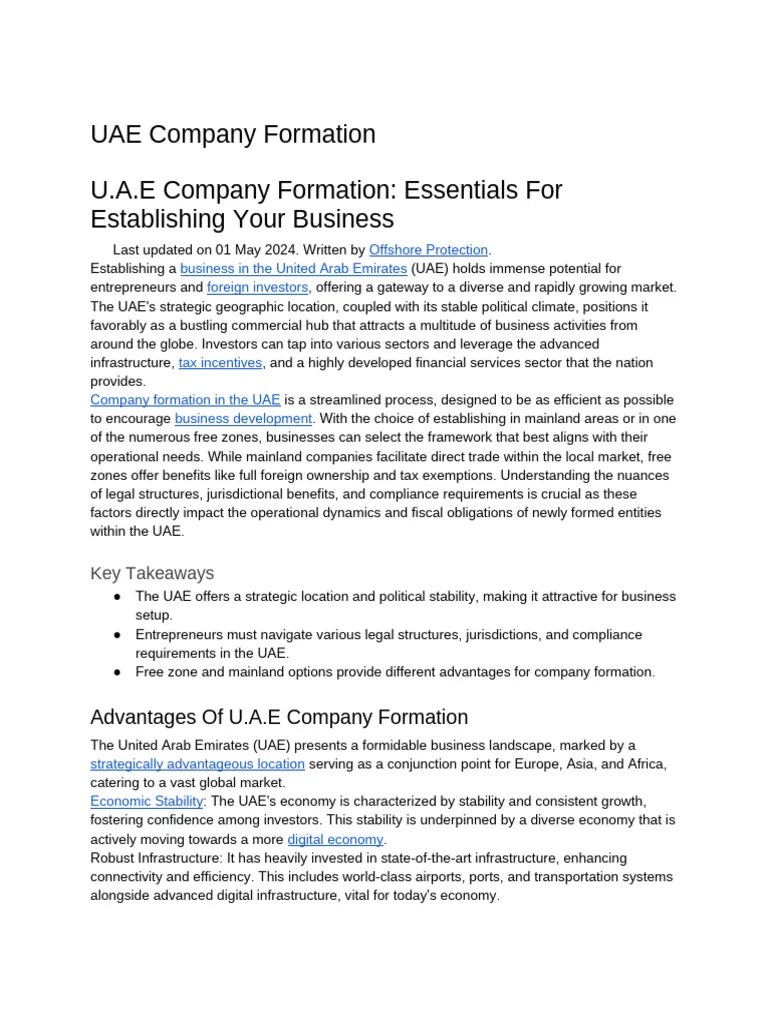 Uae Company Formation Pdf United Arab Emirates Travel Visa