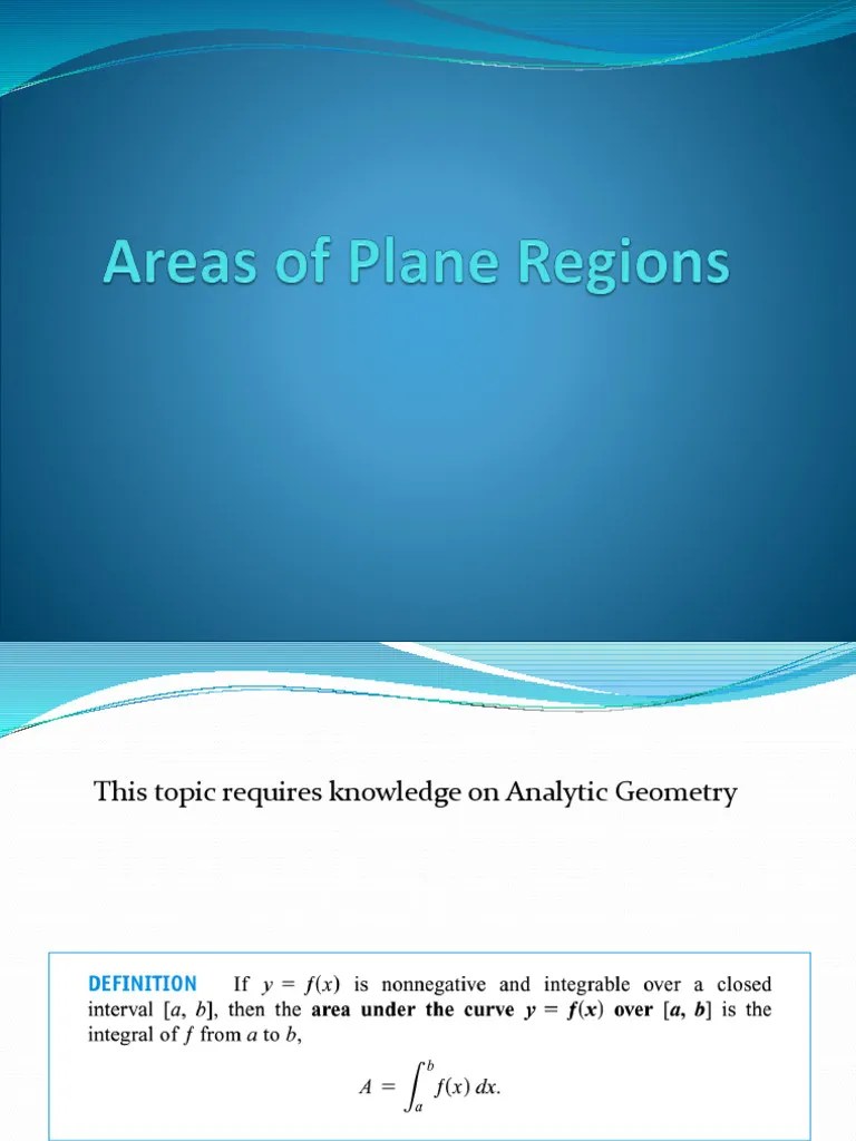 Area Of Plane Region Pdf Area Cartesian Coordinate System