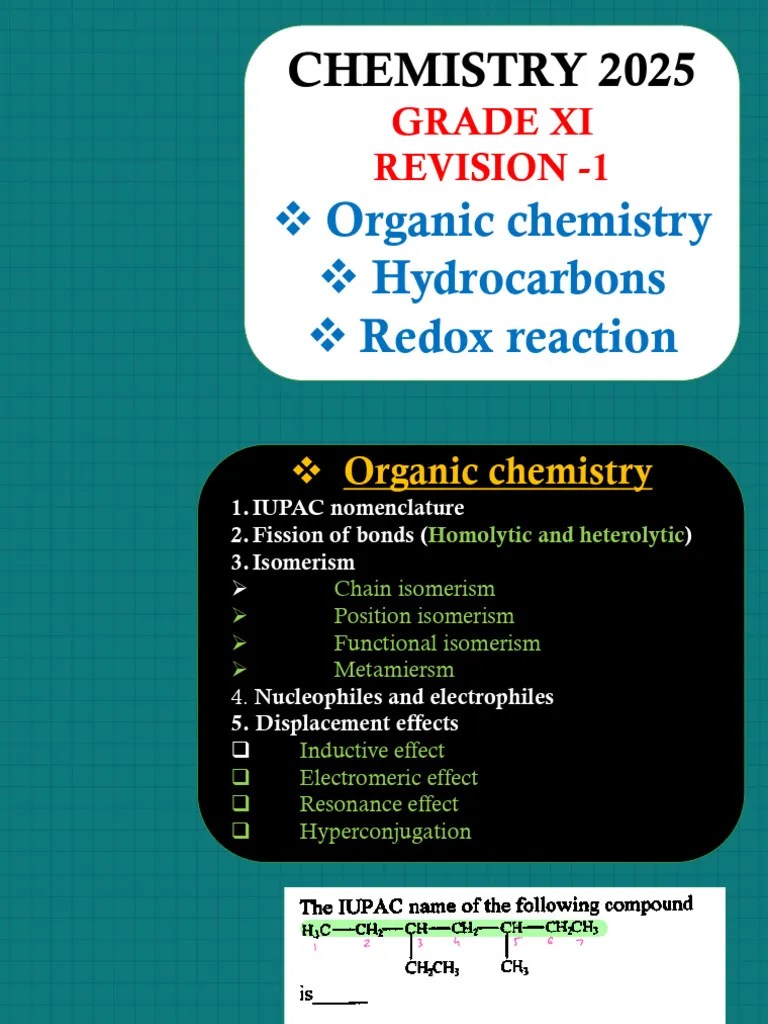 Chemistry Revision Organic Redox Concepts Pdf Redox Chemical