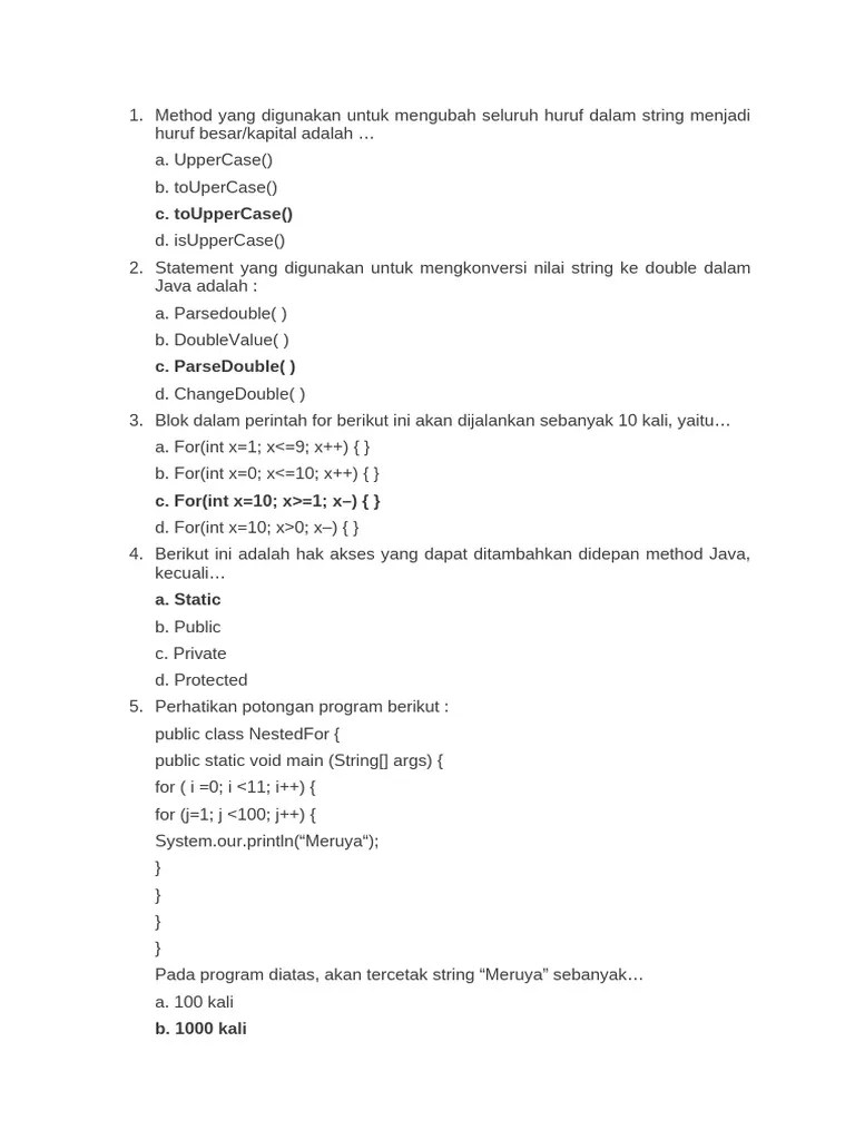 Soal Dasar Java Pdf