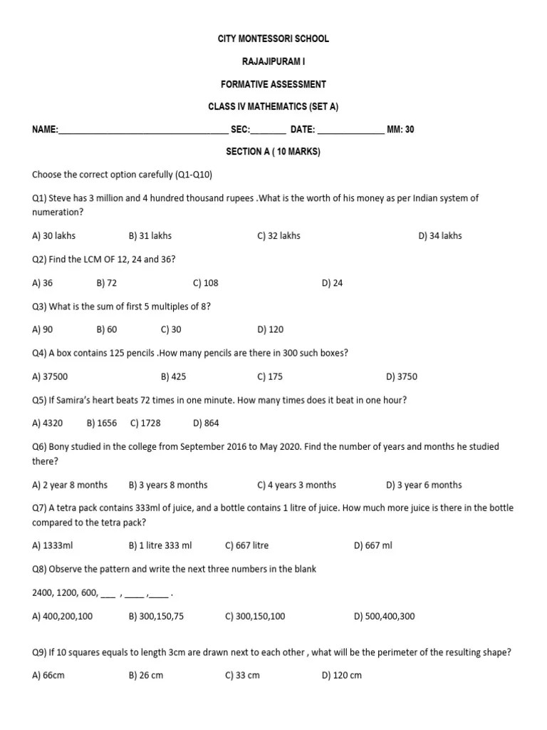 Preparatory Paper Set A G4 Pdf Geometry Euclid