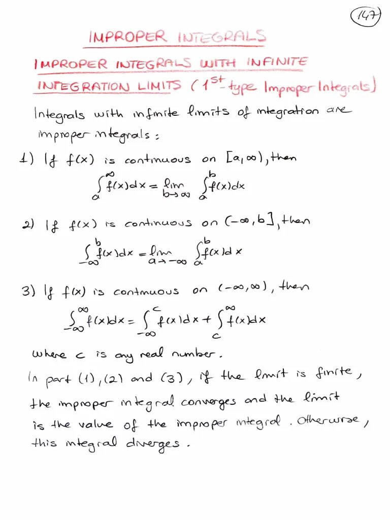 Improper Integrals Pdf