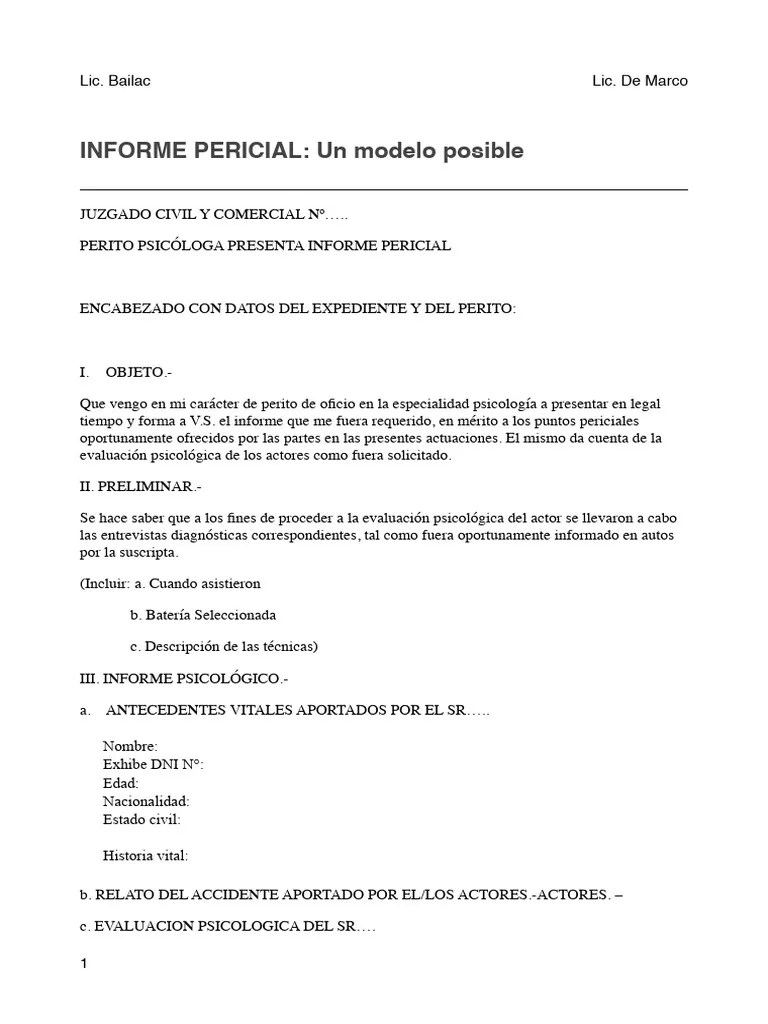 Informe Pericial Modelo Pdf