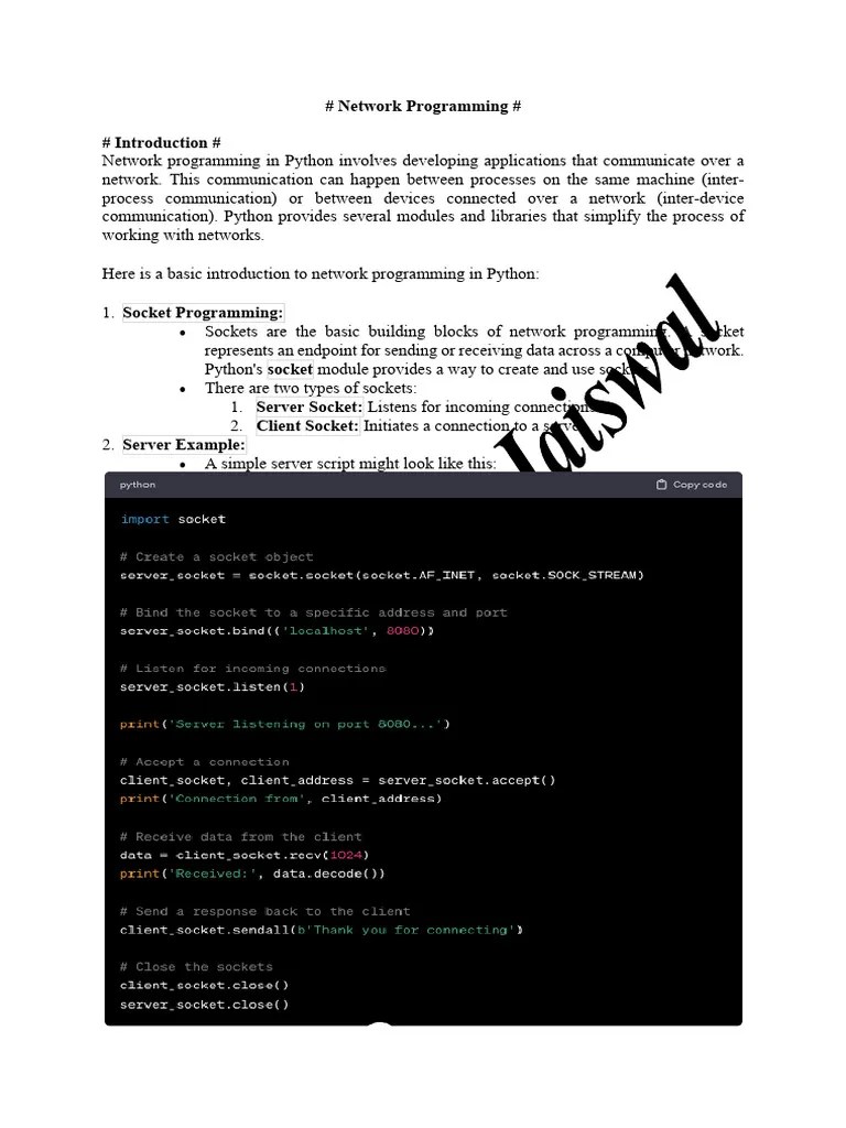 Python Network Programming Guide Pdf Networking Internet Web