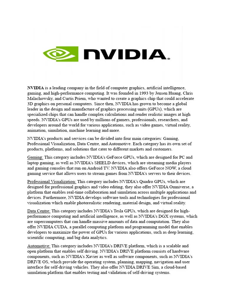 Nvidia Profile Pdf Graphics Processing Unit Computer Graphics