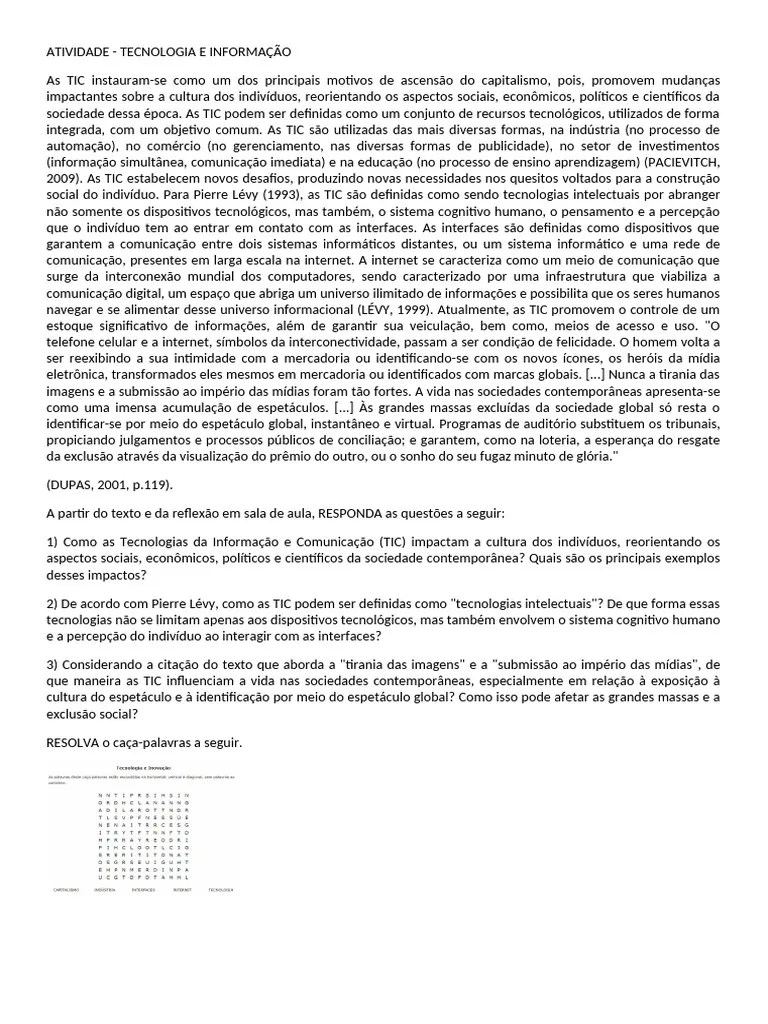 Aula Tdic E Tic Pdf Tecnologia Da Informação E Comunicação