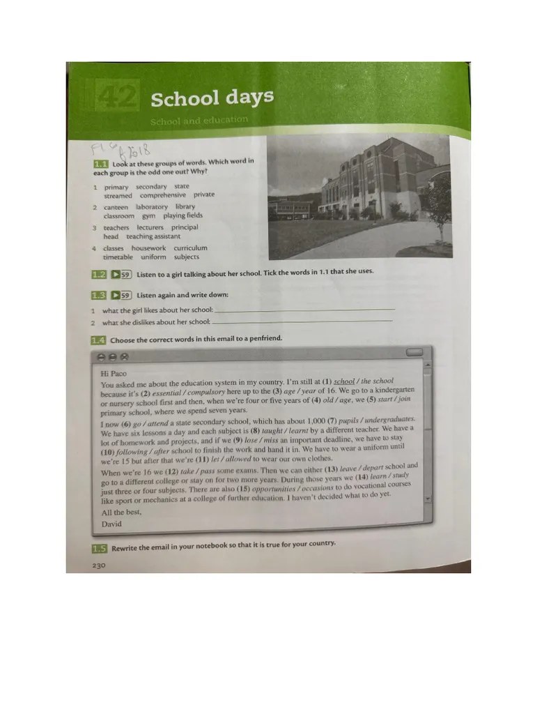 School Days Pdf