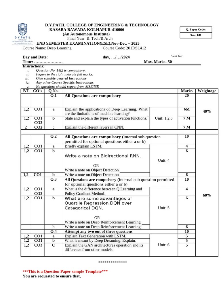 Sample Qp Template 1 Pdf Algorithms Learning