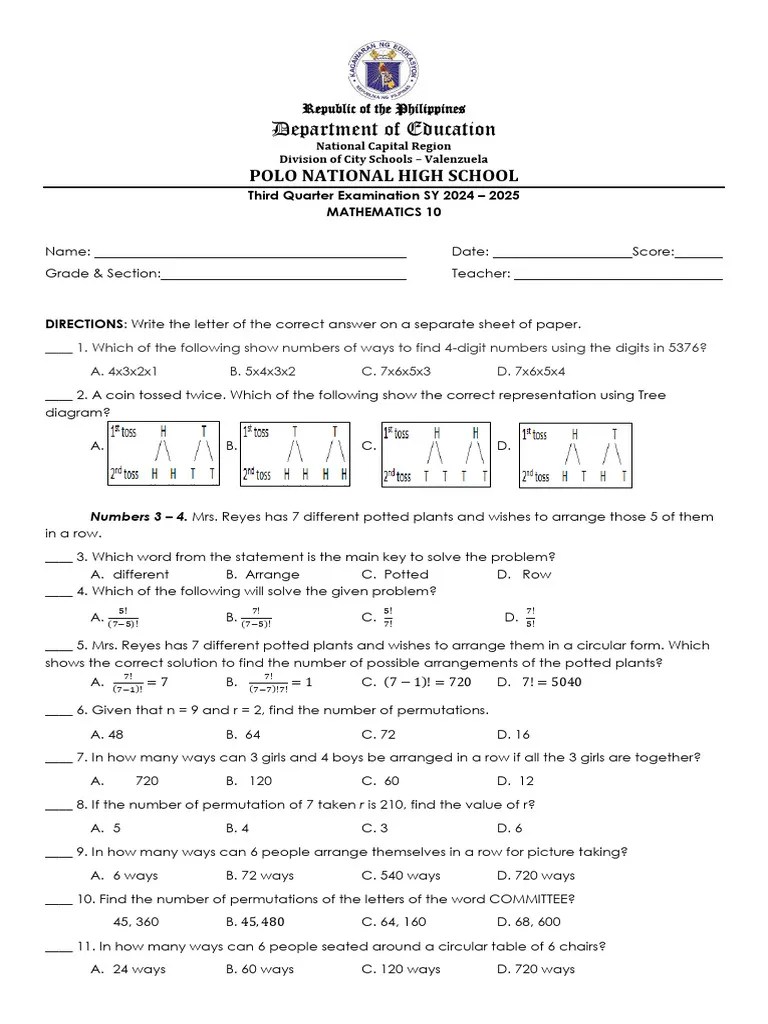 Q3 Math 10 Pt3 Sy24 25 Revised2 Pdf