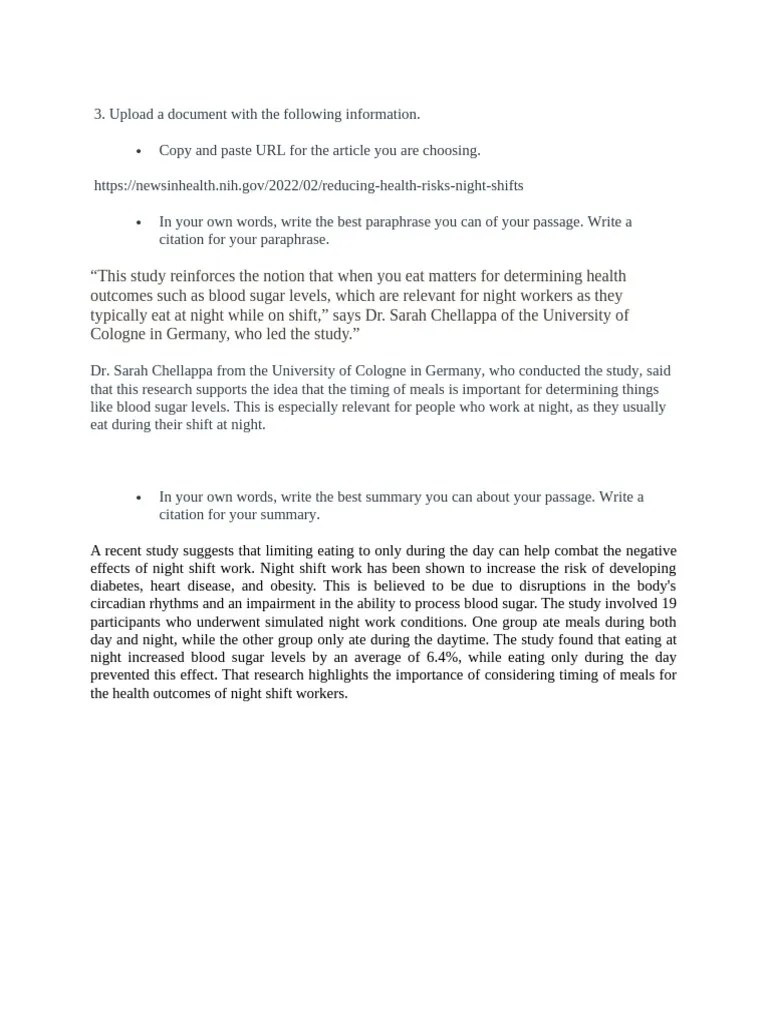 Night Shift Homework Pdf