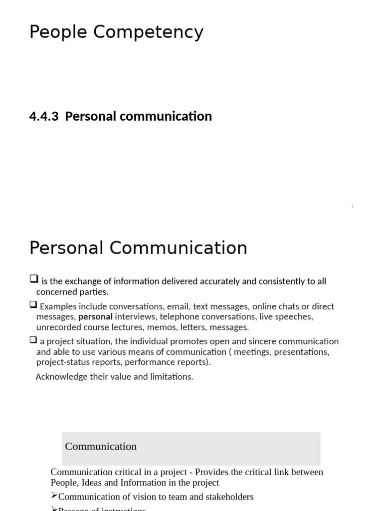 Personal Communication In Projects Pdf Communication Learning