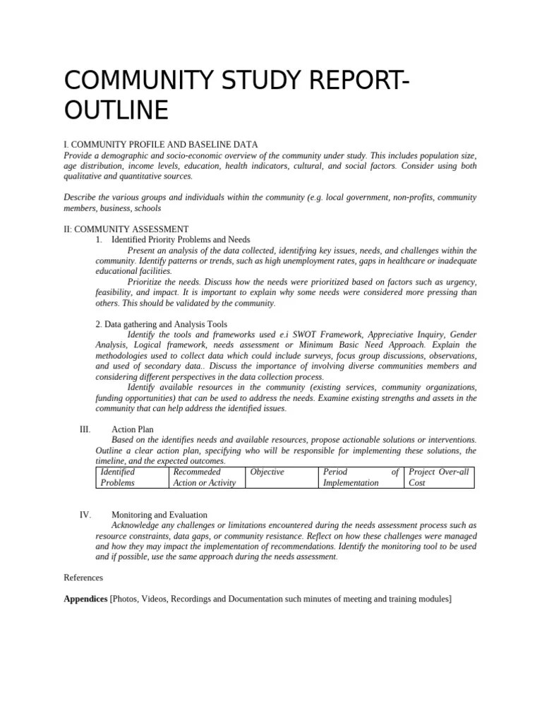 Community Study Report Pdf Data Evaluation