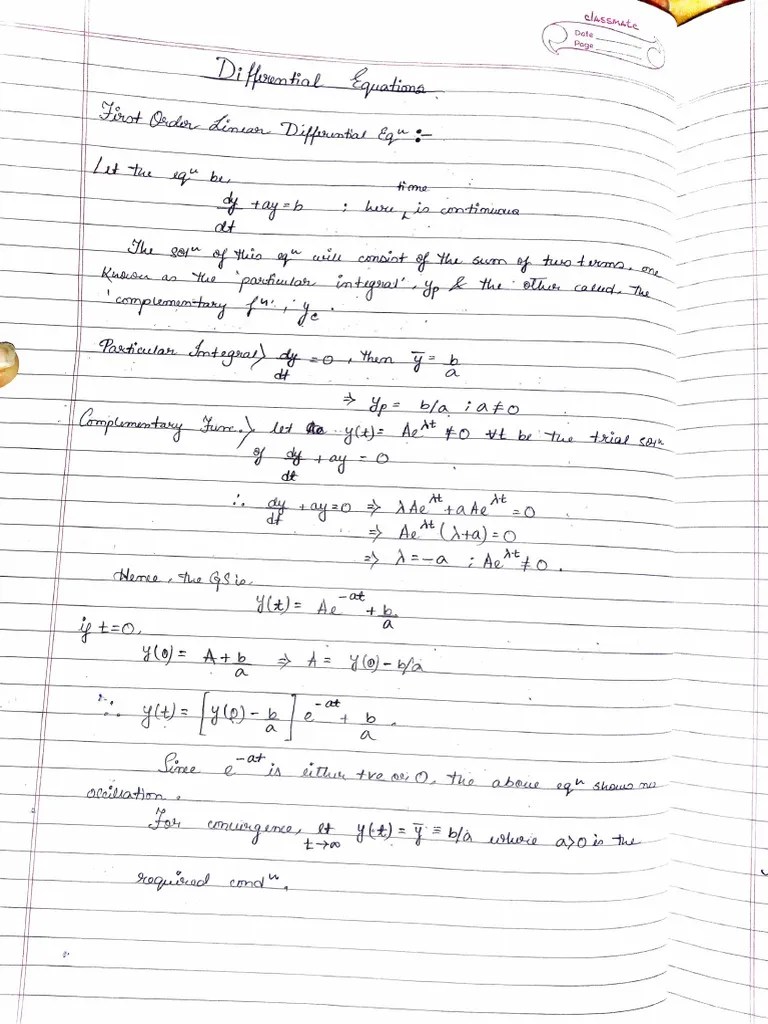 Differential Equations Notes Pdf
