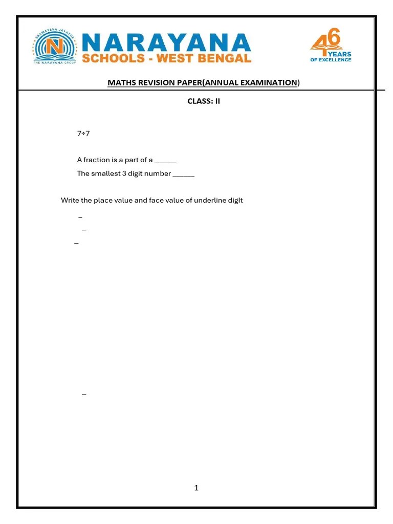 G2 Maths Revision Paper Pdf
