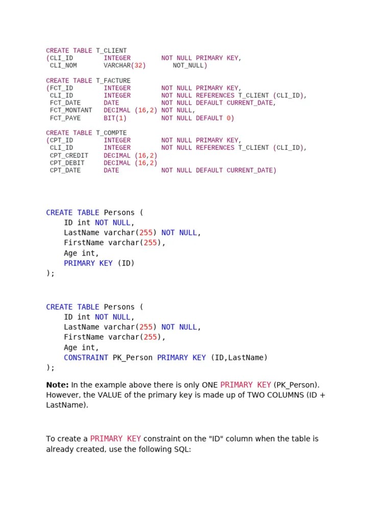 Sql Table Creation And Constraints Pdf