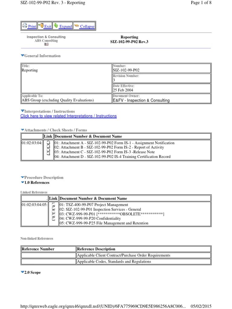 Reporting Pdf Specification Technical Standard Verification And