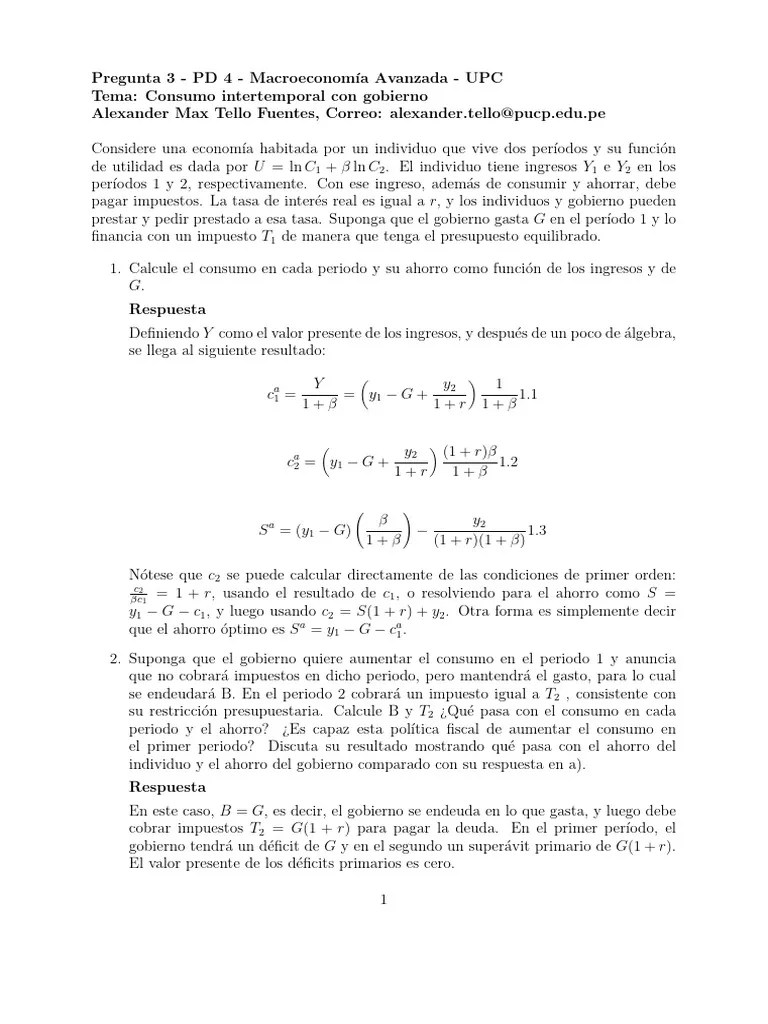 Pd Macro Avanzada Pdf Balance Presupuestario Del Gobierno Dinero