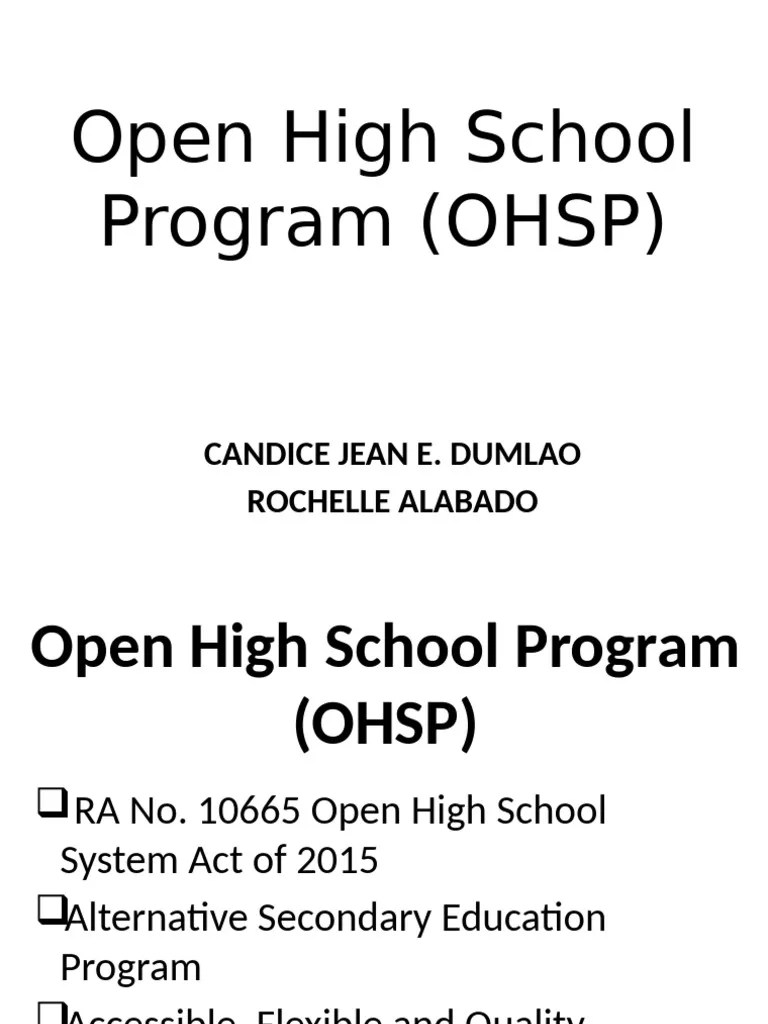 Open High School Program Ohsp Pdf