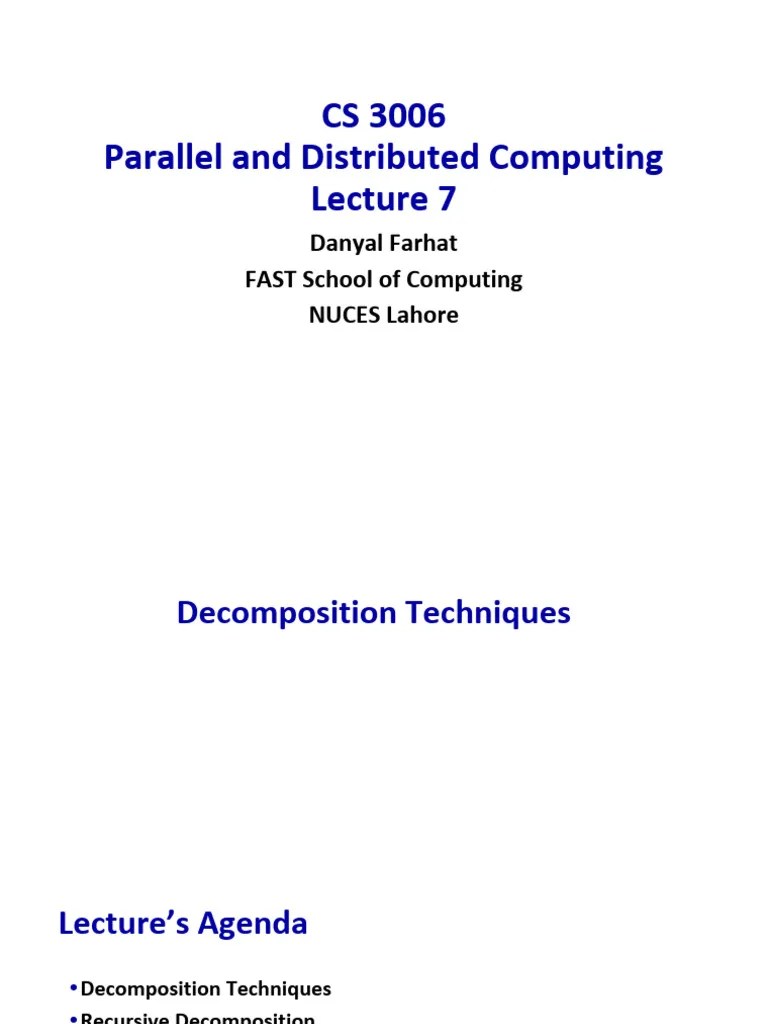 Decomposition Techniques In Parallel Computing Pdf Computational