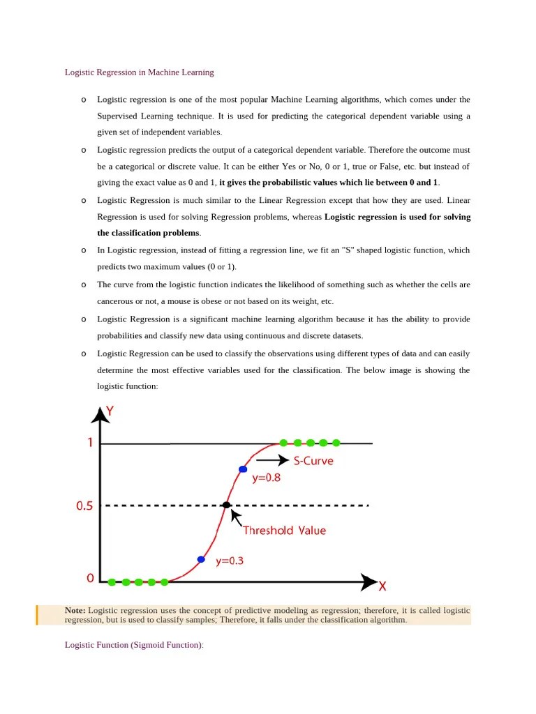 Logistic Regression In Machine Learning Pdf Logistic Regression
