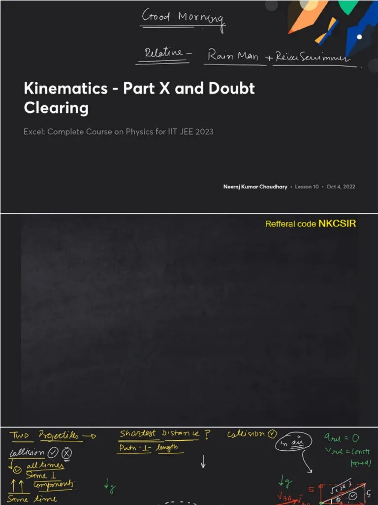 Kinematics Part X And Doubt Clearing With Anno Pdf