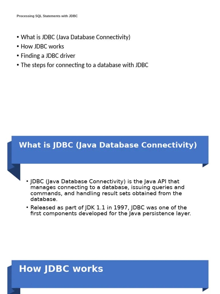 Introduction To Java Database Connectivity Jdbc Pdf Databases