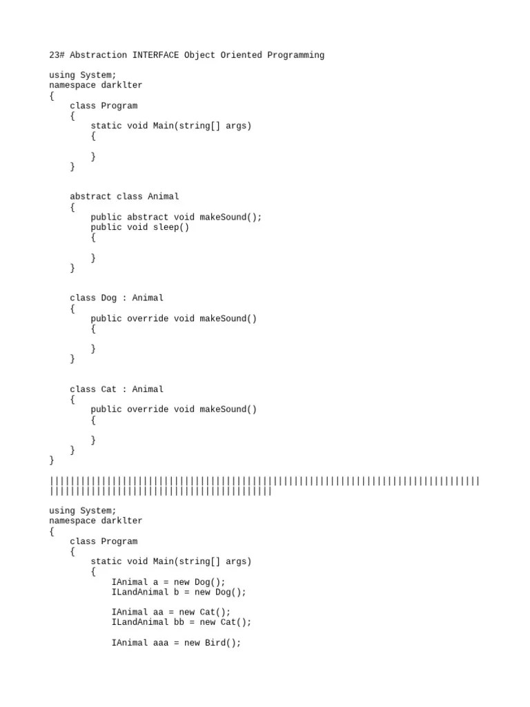 23 Abstraction Interface Object Oriented Programming Pdf Computer