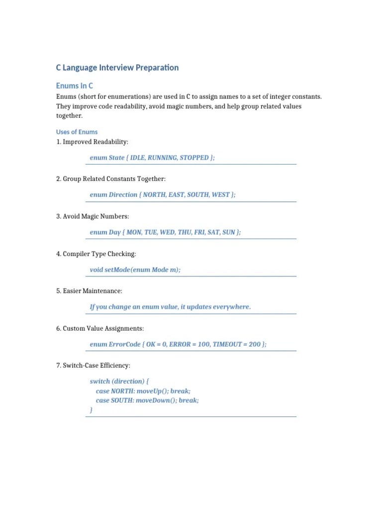 C Enums Enhancing Code Readability Pdf