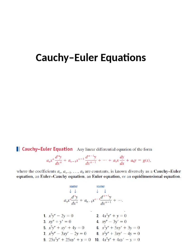 Cauchy Euler Eq Pdf