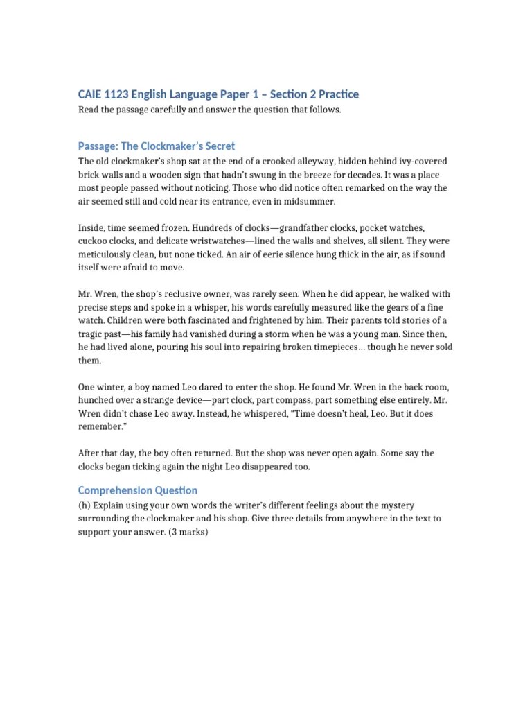 Clockmakers Secret Worksheet Pdf