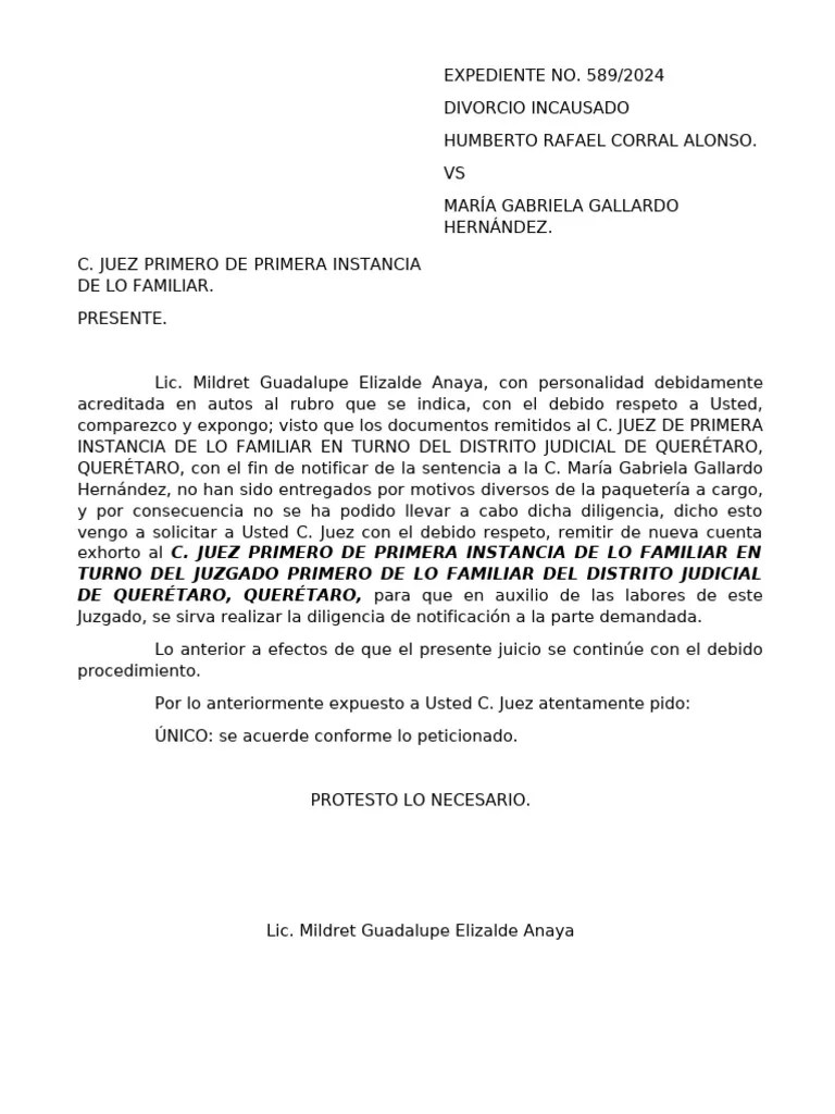 Solicitar Exhorto De Nuevo Pdf