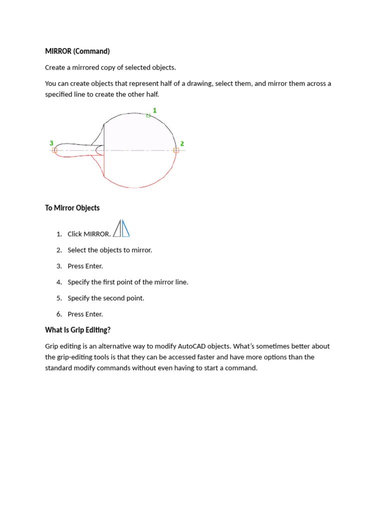 Autocad Mirror Grip Editing Guide Pdf