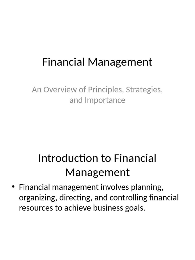 Financial Management Principles Strategies Pdf