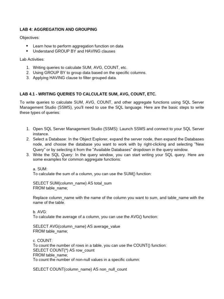 4 Im Aggregation And Grouping Pdf Table Database Databases