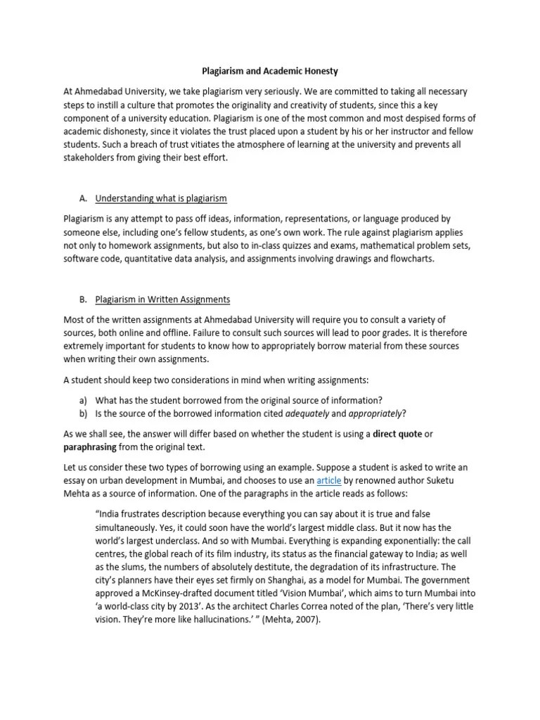 Plagiarism And Academic Honesty Pdf Plagiarism Academic Dishonesty