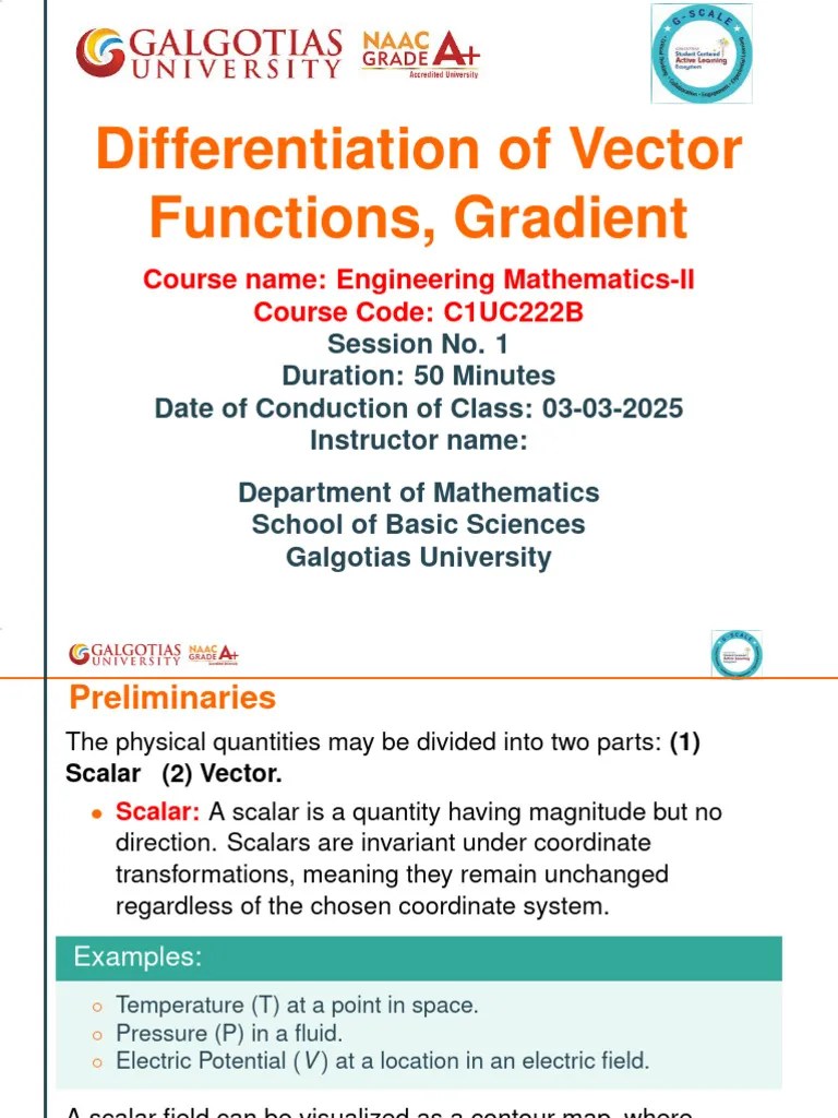 Differentiation Of Vector Functions Gradient Pdf Gradient