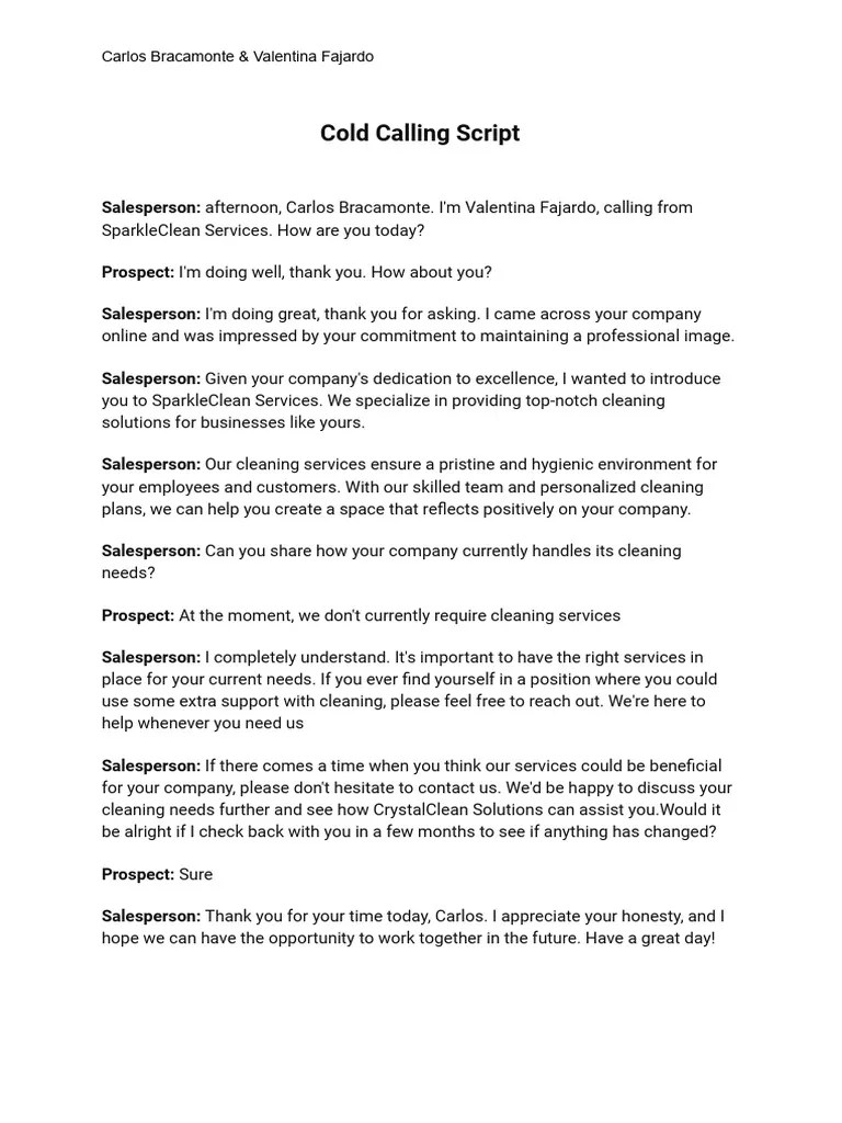 Cold Calling Script Pdf