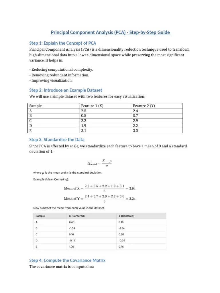 Principal Component Analysis Pca Step By Step Guide Pdf