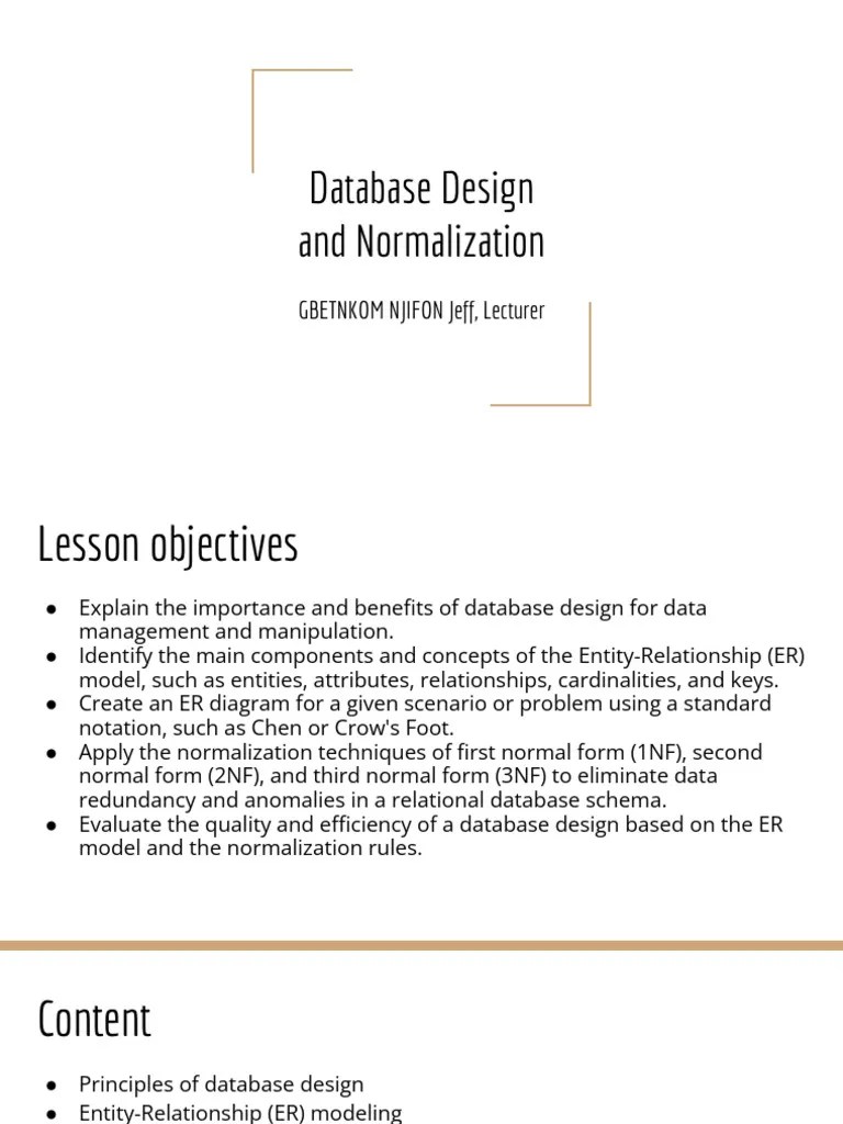 Database Design And Normalization Pdf Conceptual Model Data Model