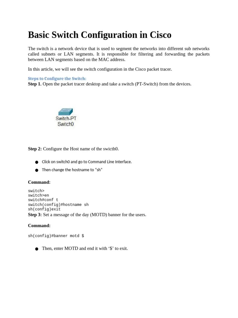 Cisco Switch Basic Configuration Guide Pdf