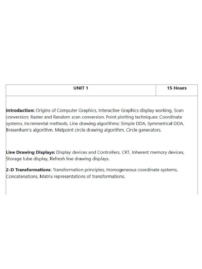 Computer Graphics Unit 1 Pdf