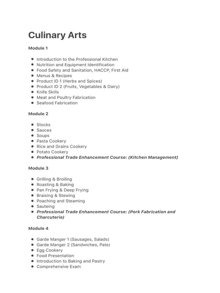 Culinary Arts Curriculum Pdf Breads Baking
