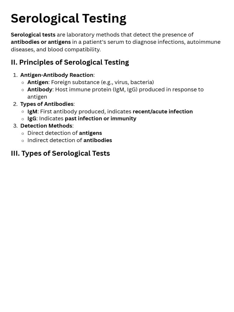 Serological Testing Comprehensive Notes Pdf Serology Antibody
