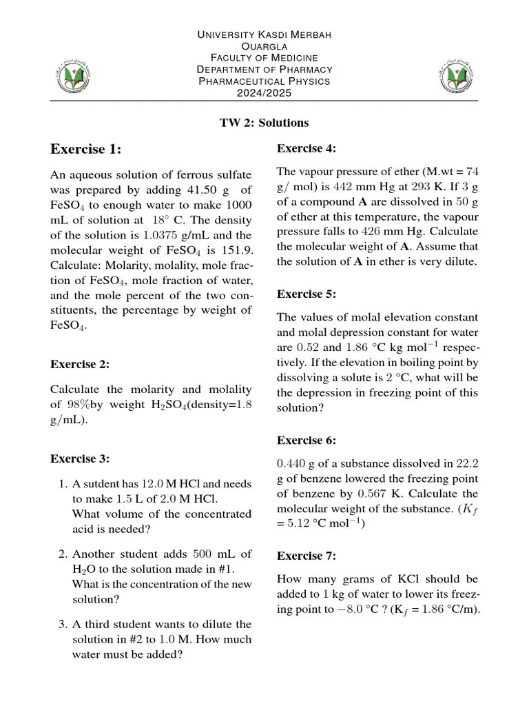 Tw2 Solution And Their Properties 2024 2025 Pdf Scientific