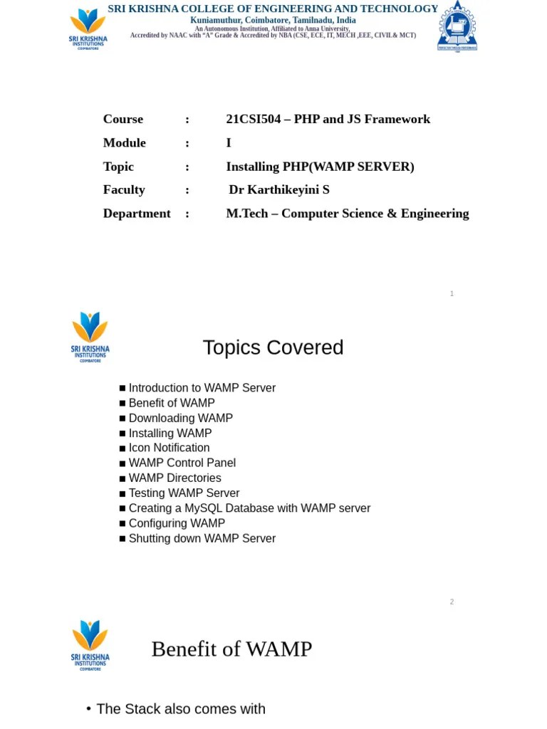 1 1 Installation Of Wamp Server Pdf Networking Web Server
